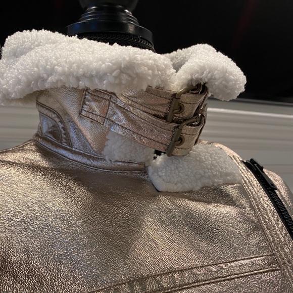 GAP | Jackets & Coats | Gold Lemay Vegan Leather Bomber With Shearling ...
